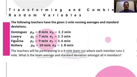 ap statistics 6 2 transforming and combining random variables rothery youtube