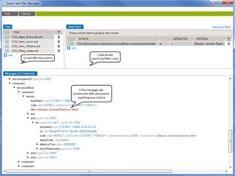 search and filter xml document caristix