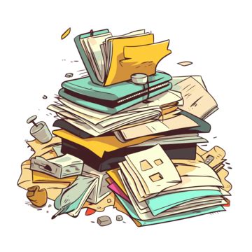 Paperwork Clipart Pile Of Papers And Books Cartoon Vector Cartoon