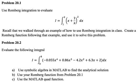 solved use romberg integration to evaluate i integral 2 1