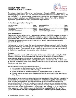 Fillable Online Dese Mo First Steps Parental Rights Statement First