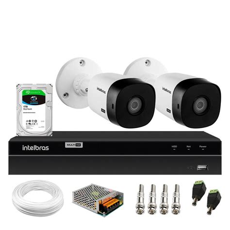 Kit 2 Câmeras Bullet HD 720p vhl 1120 B Infra 20m dvr Gravador