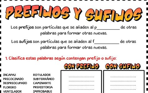 Prefijos Y Sufijos Ejercicios