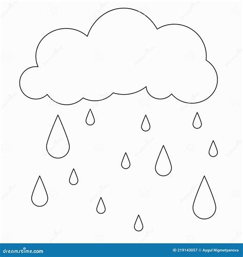 Nube Y Gotas Para Colorear Página Aislado Ilustración Vectorial