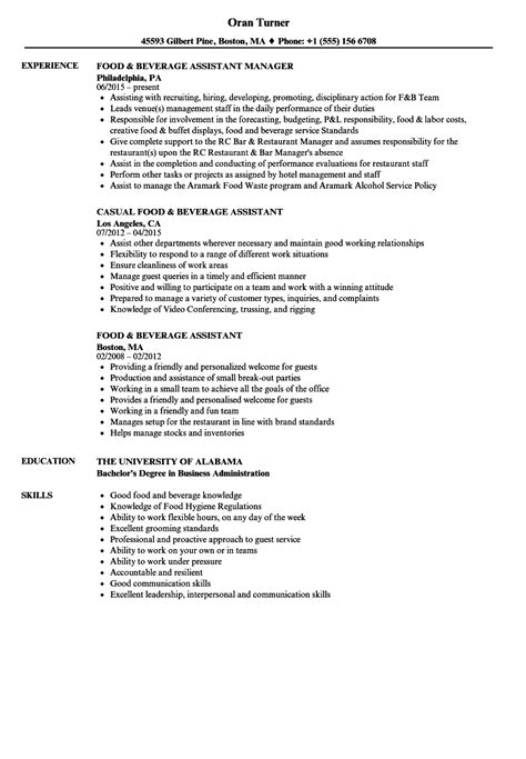 Food And Beverage Resume Sample
