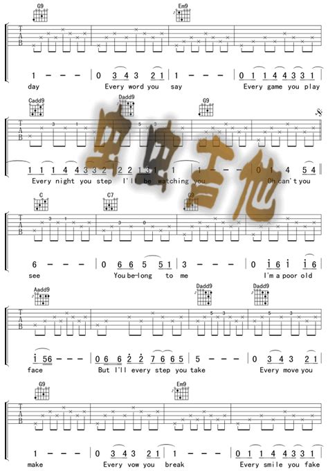 Every Breath You Take By The Police Version2 Guitar Tabs Chords Sheet