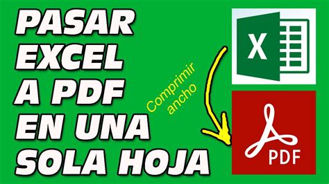 como pasar de excel a pdf en 1 sola hoja comprimir contenido excel youtube