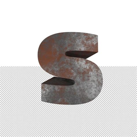 Render 3d De Efecto De Texto De Hierro Oxidado De Letra S Archivo PSD