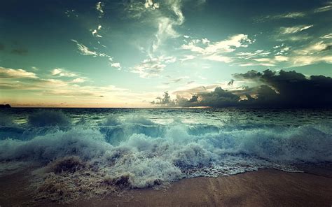 HD Wallpaper Ocean Wave Nature Sea Waves Sunset Sky Water