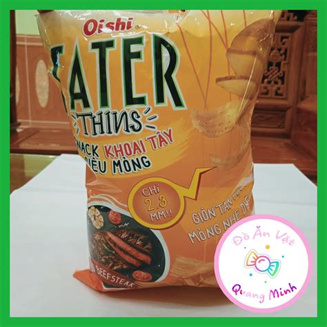 Bim bim Oishi Snack khoai tây siêu mỏng TATER thins vị bò beefsteak gói