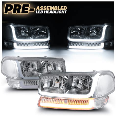 M AUTO Switchback LED Tube DRL Headlights Assembly W 2 Pairs Pre