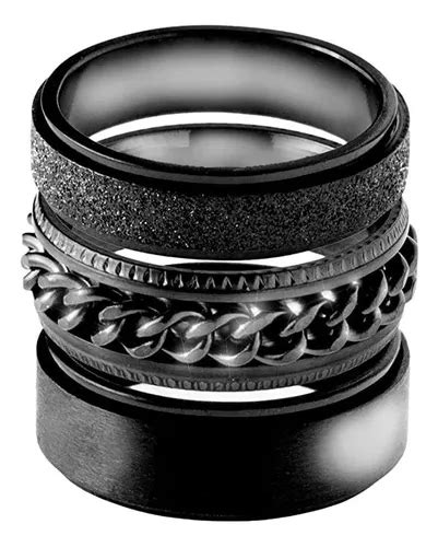 Pzs Anillo Hombre De Titanio Acero Inoxidable Minimalista Meses Sin
