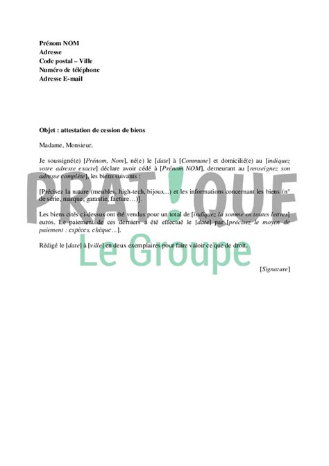 Exemple De Lettre De Vente Dun Véhicule Entre Particuliers Le
