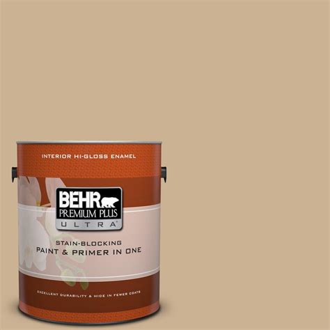 BEHR Premium Plus Ultra 1 Gal PWL 84 Tropical Tan Hi Gloss Enamel