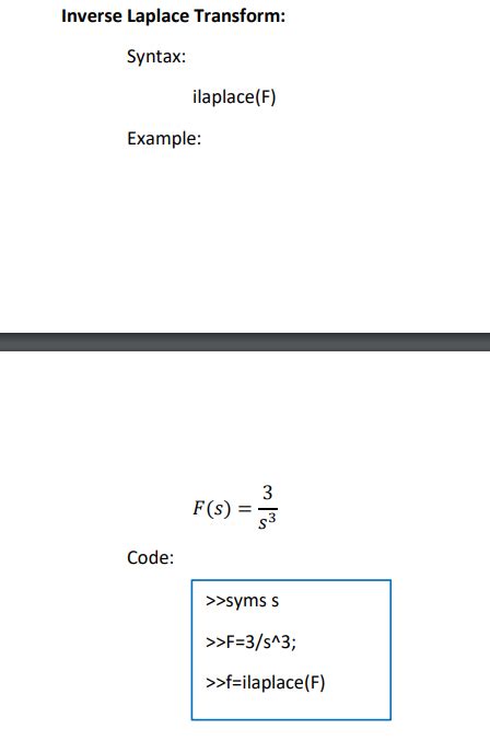 solved laplace and inverse laplace transforms using matlab