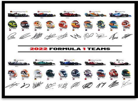 Amazon de 2022 Formel 1 Teams 2022 signiertes Autogramm Poster für F1