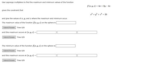 solved use lagrange multipliers to find the maximum and