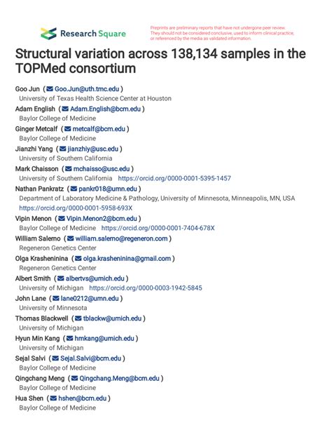 Pdf Structural Variation Across Samples In The Topmed Consortium