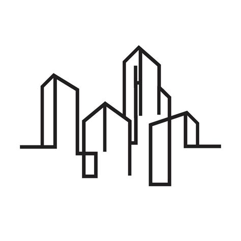 City Building Line Art Vector Icon Design Illustration Template