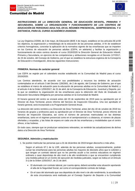 PDF INSTRUCCIONES DE LA DIRECCIÓN GENERAL DE Primaria y