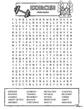 Exercise Word Search Printable