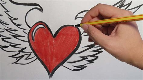 COMO DIBUJAR UN CORAZON Con Alas Paso A Paso YouTube