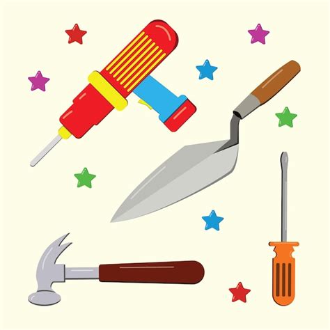 Conjunto de dibujos animados de herramientas de trabajo de construcción