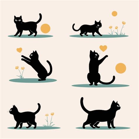 Gatos De Dibujos Animados Lindos En Varias Posiciones Colecci N