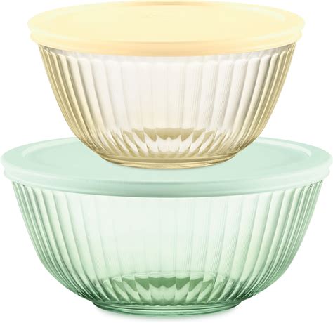 Amazon Pyrex Sculpted Tinted 4 PC Small Medium Glass Mixing Bowls