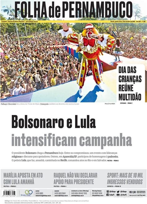 Capa Folha De Pernambuco Segunda 12 De Setembro De 2022