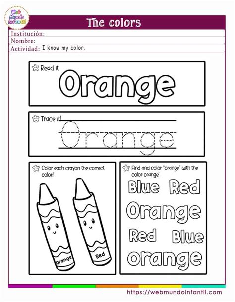 Actividades de los colores en inglés para imprimir