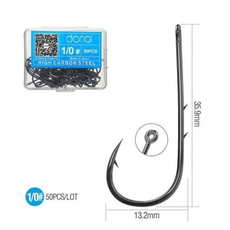 CO02124 HAMEÇON Hameçons de pêche en acier au carbone 50 pièces boîte