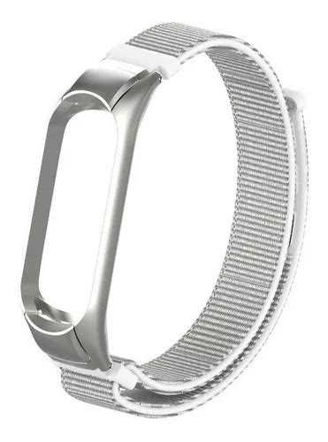 Pulseira Metal Nylon Fecho Velcro Para Xiaomi Mi Band 3 E 4 Cor Prata
