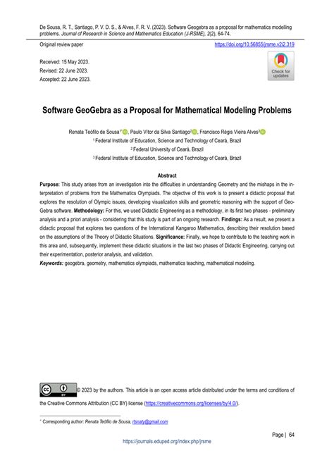 pdf software geogebra as a proposal for mathematical modeling problems
