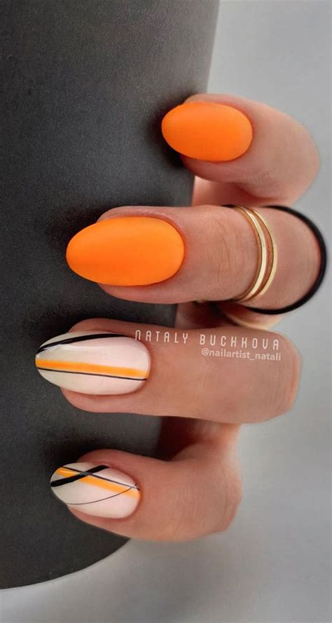 Gorgeous Nail Designs To Celebrate The Season Orange Milky White