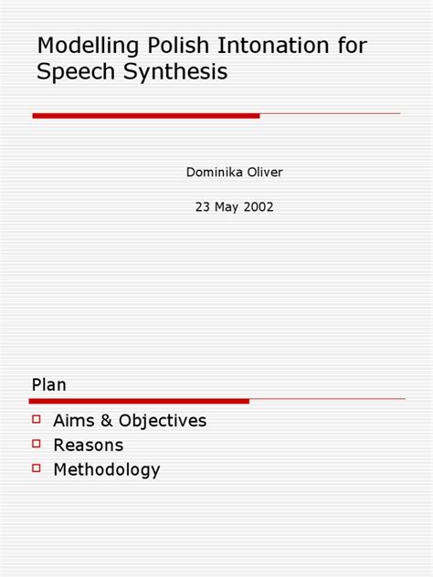 modelling polish intonation for speech synthesis dominika oliver 23 may 2002 pdf speech
