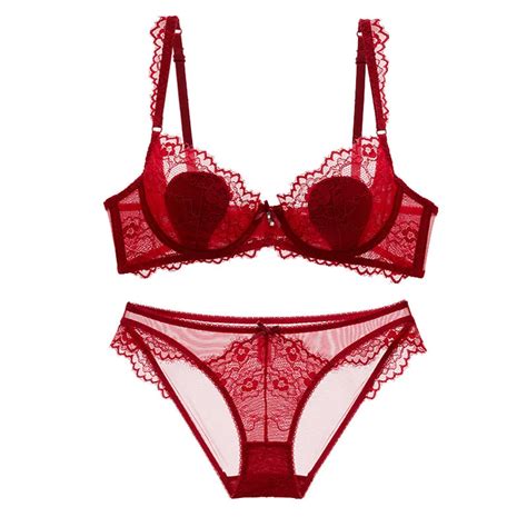 Conjunto De Sujetador Y Bragas De Encaje Floral Copa Para Mujer