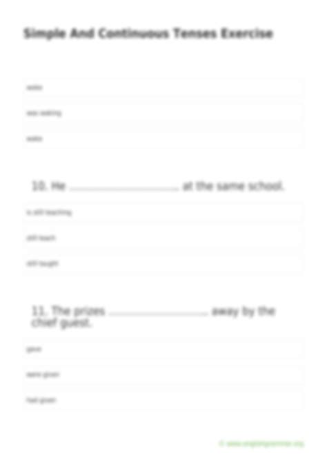 SOLUTION Simple And Continuous Tenses Exercise Studypool