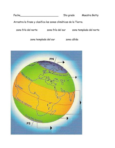 Ejercicio de Las zonas climáticas del planeta Tierra Climatico