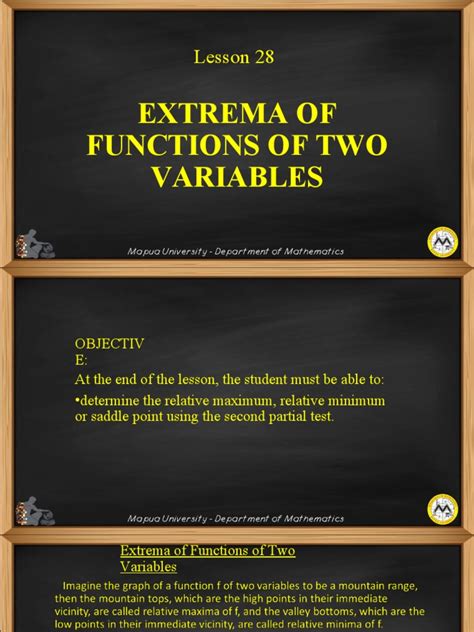 lesson 28 extrema of functions of two variables pdf