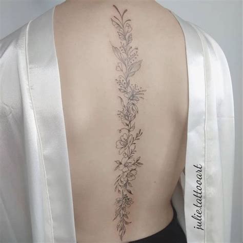 Floral Spine Tattoo Floral Back Tattoos Spine Tattoos For Women