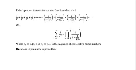 solved euler s product formula for the zeta function when s