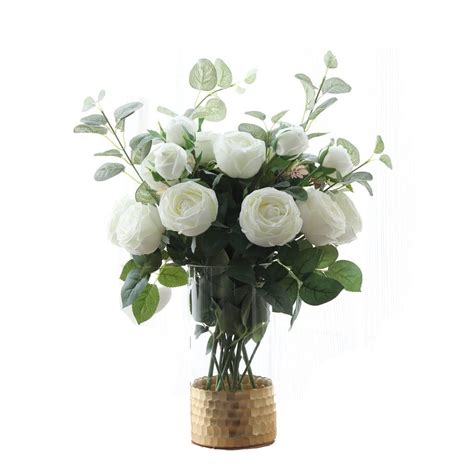 Buy MAXLYA Artificial Flower Konstgjorda Blommor Med Vas Silkesrosa