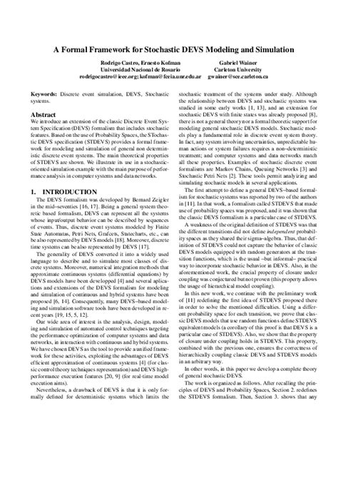 pdf a formal framework for stochastic devs modeling and simulation rodrigo castro