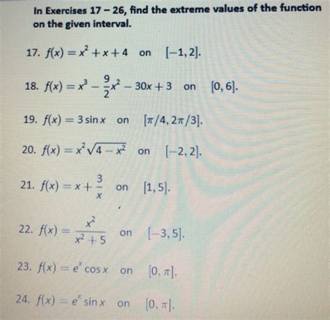 solved in exercises 17 26 find the extreme values of the
