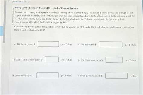 solved question 4 ﻿of 23sizing up the economy using gdp