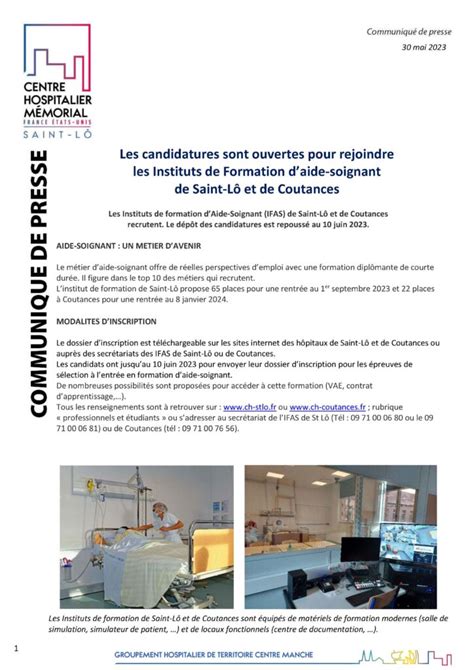 Les candidatures sont ouvertes pour rejoindre les IFAS de Saint Lô et
