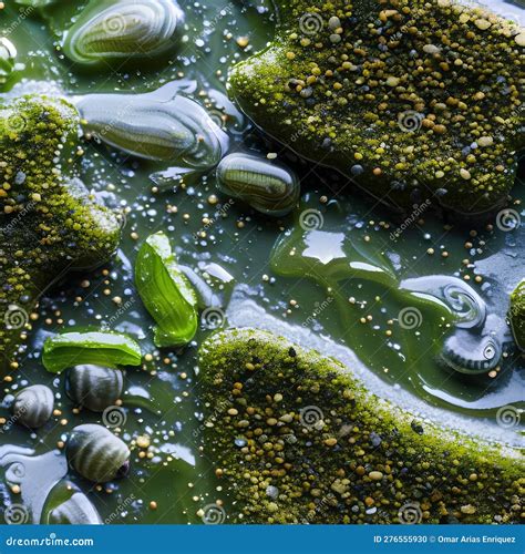 A Slimy And Wet Texture With Snail Slime And Seaweed Generative Ai