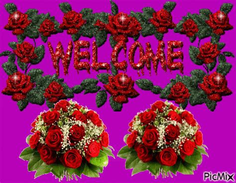 Welcome Images With Flowers Animated Clipart