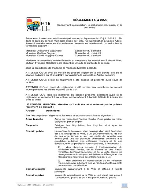 Remplissable En Ligne Ville Sainte Adele Qc Circulation Et